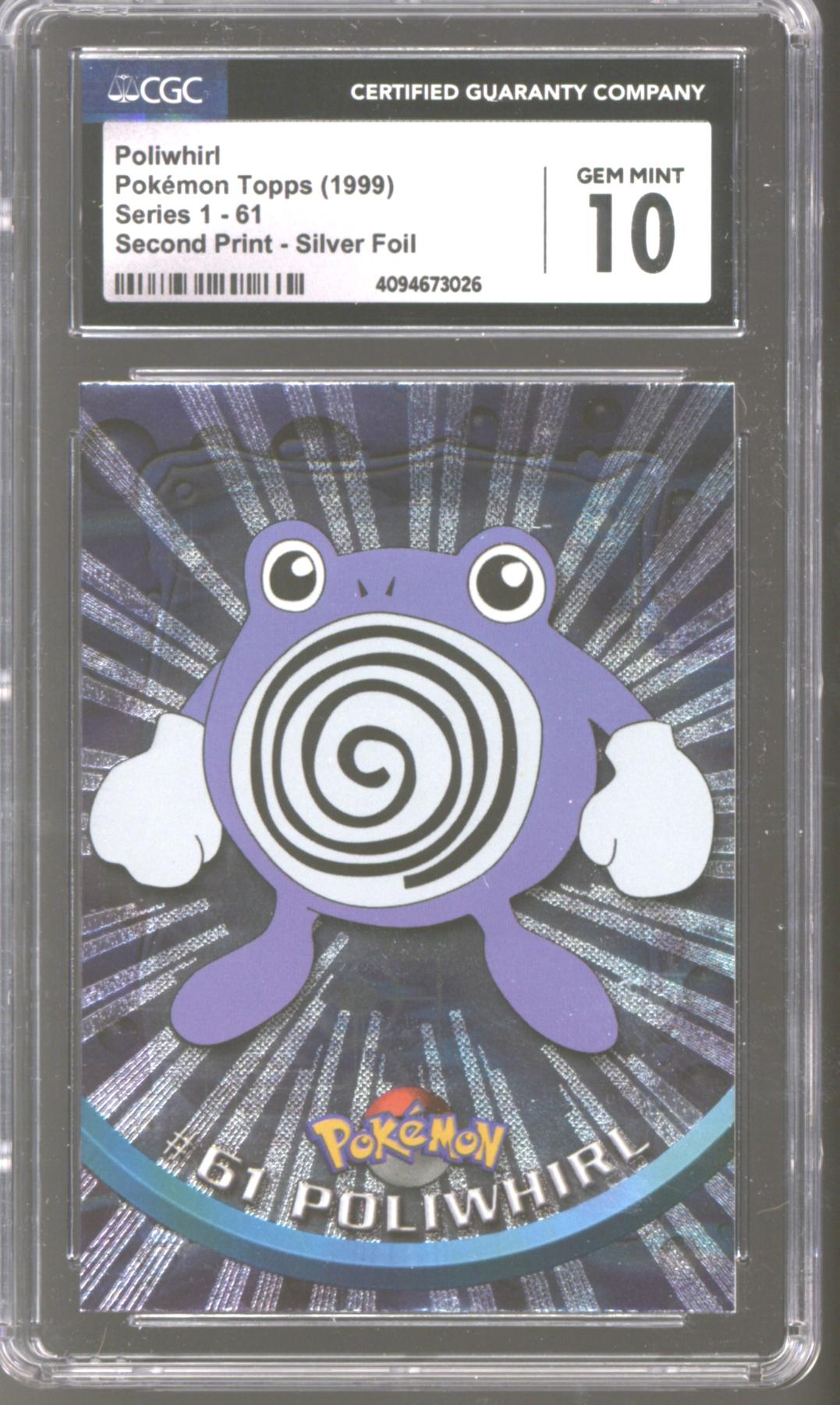 Pokemon Topps Series 1 Silver Foil Poliwhirl 61 CGC 10 GEM MINT | DA ...