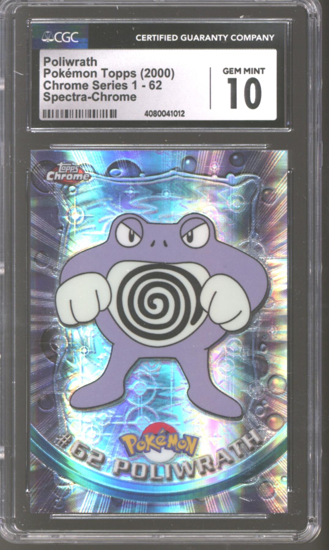 Pokemon Topps Chrome Series 1 Spectra Foil Poliwrath 62 CGC 10 GEM MINT ...