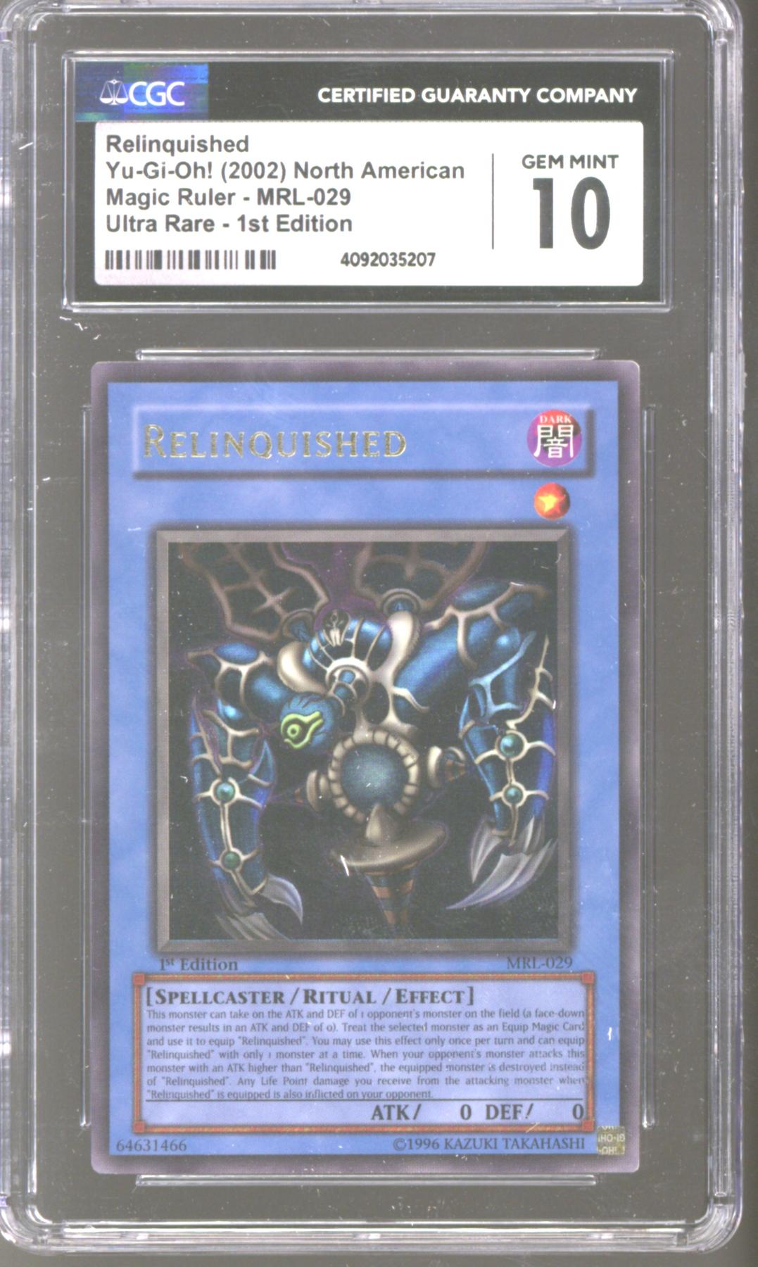 Yu-Gi-Oh Magic Ruler 1st Edition Relinquished MRL-029 CGC 10 GEM MINT ...