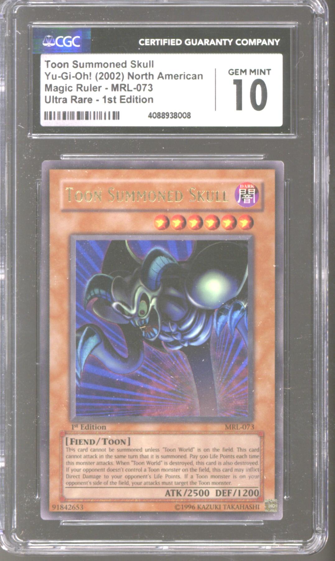 Yu-Gi-Oh Magic Ruler 1st Edition Toon Summoned Skull MRL-073 CGC 10 GEM ...