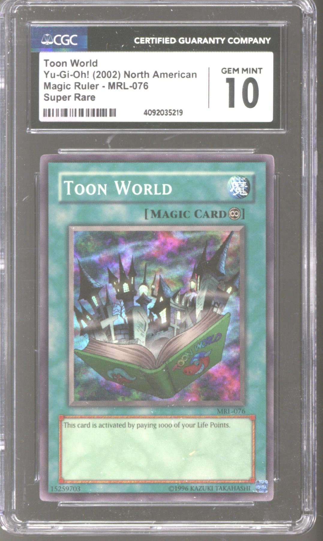 Yu-Gi-Oh Magic Ruler Toon World MRL-076 CGC 10 GEM MINT POP 6 | DA Card ...