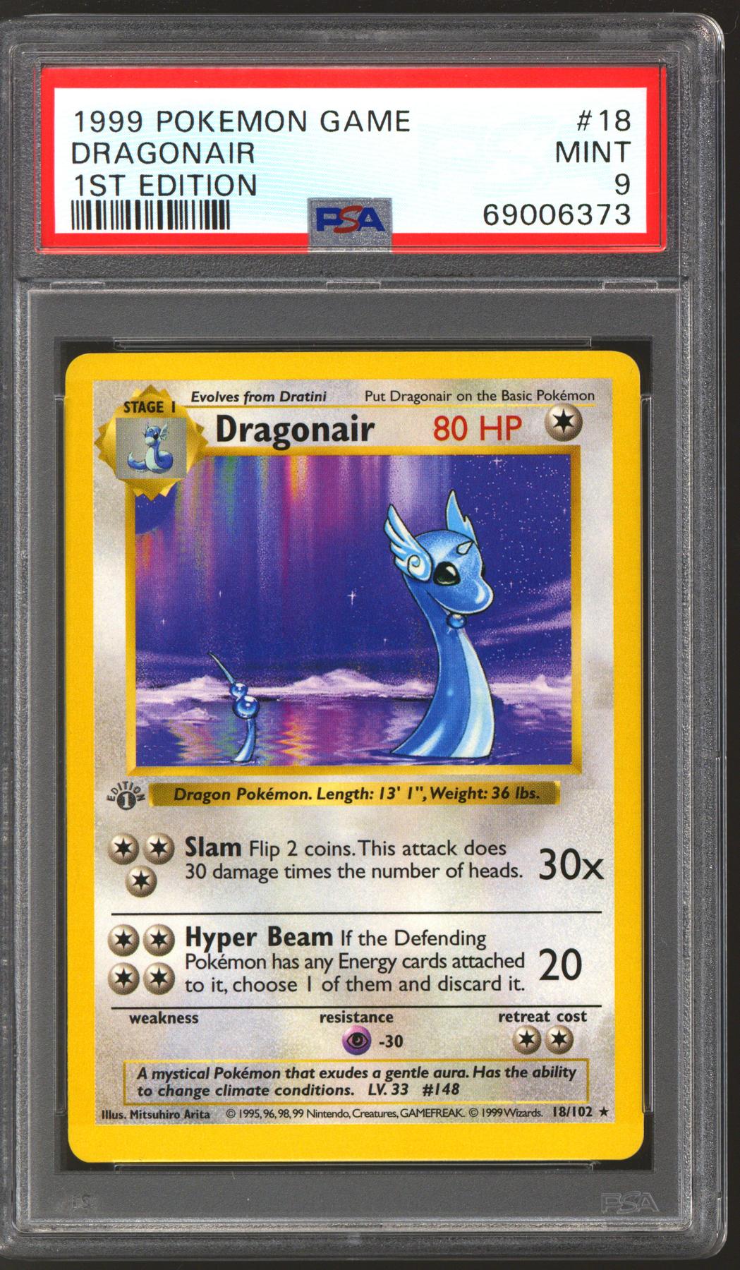 Pokemon Base Set 1st Edition Shadowless Dragonair 18/102 PSA 9 | DA ...
