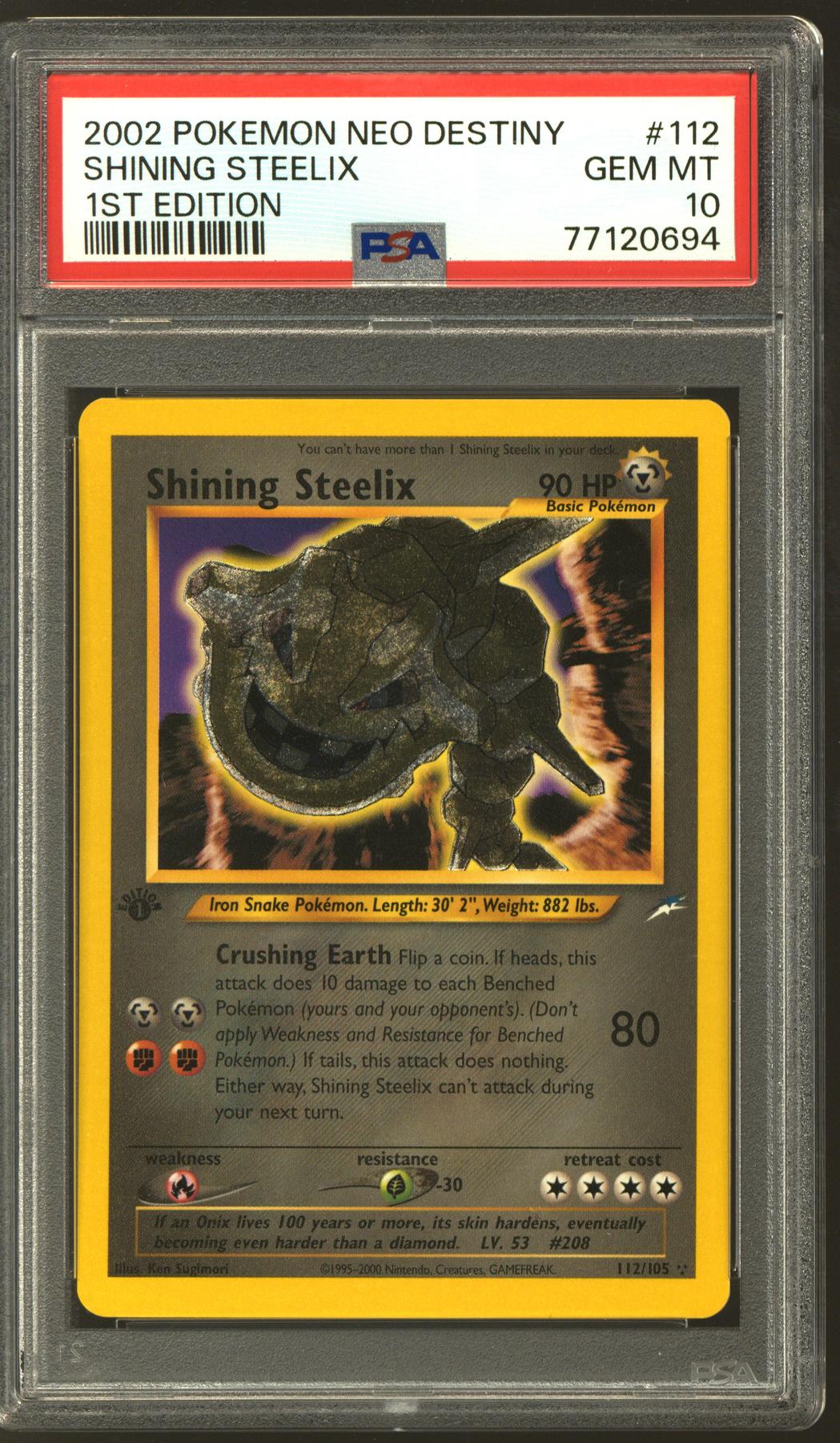 Pokemon Neo Destiny 1st Edition Shining Steelix 112/105 PSA 10 GEM MINT ...