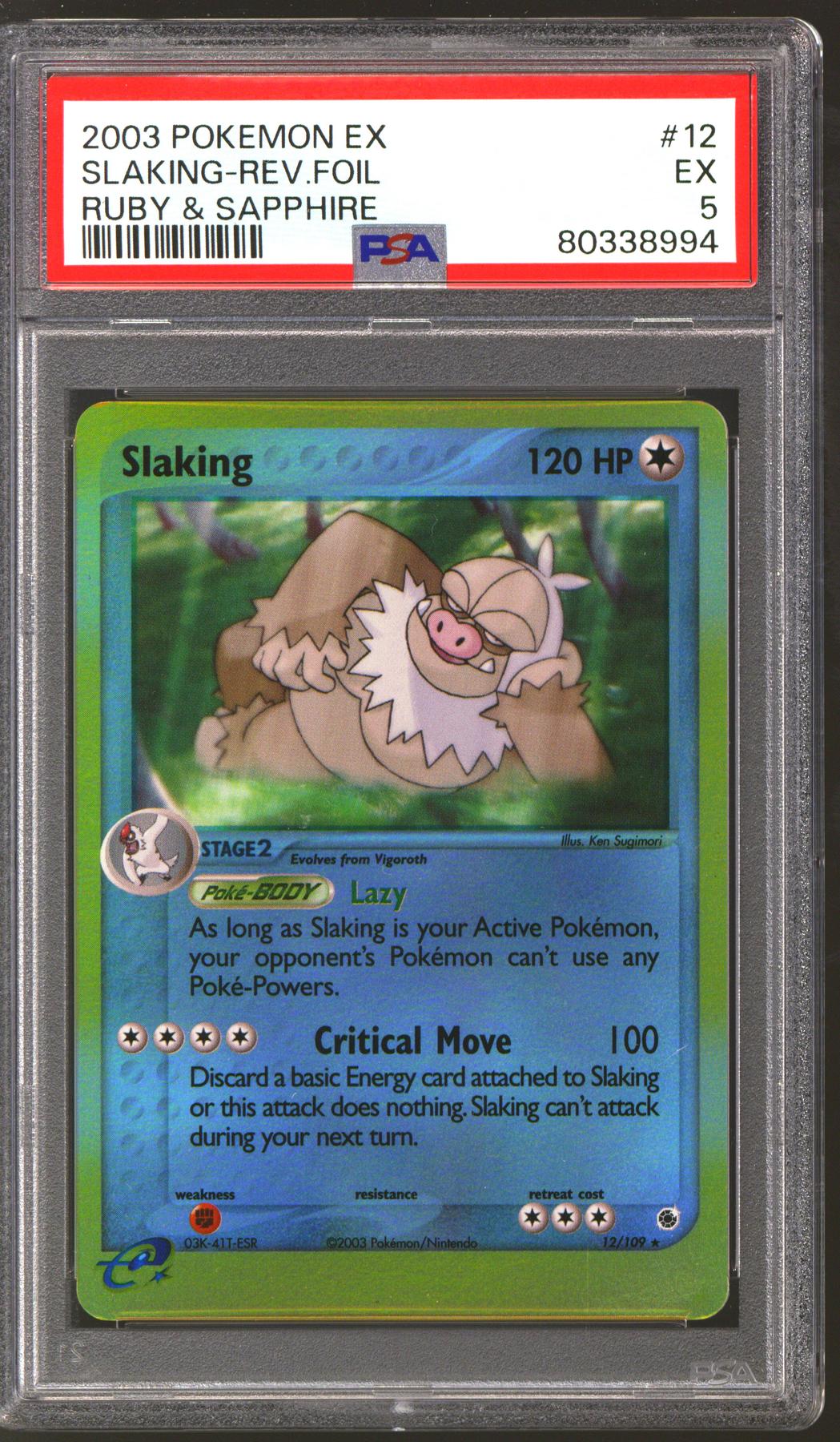 Pokemon Ruby & Sapphire Reverse Holo Foil Slaking 12/109 PSA 5 | DA ...