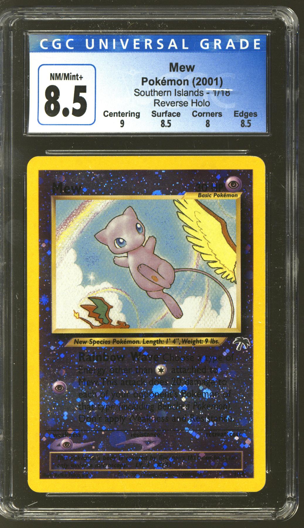 Pokemon Southern Islands Reverse Holo Foil Promo Mew 1/18 CGC 8.5 (9, 8 ...