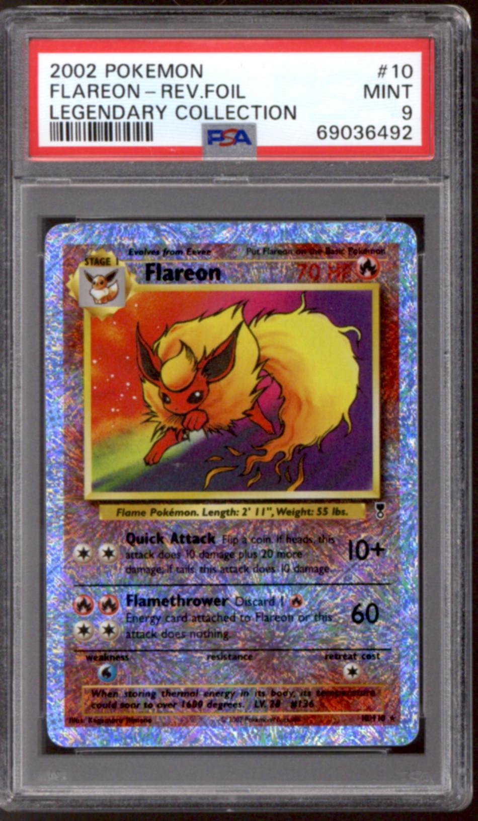 Pokemon Legendary Collection Reverse Holo Foil Flareon 10/110 PSA 9 ...