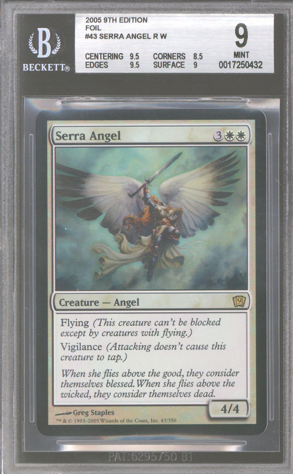 Magic the Gathering 9th Edition Ninth Ed FOIL Serra Angel BGS 9 (9.5, 8 ...