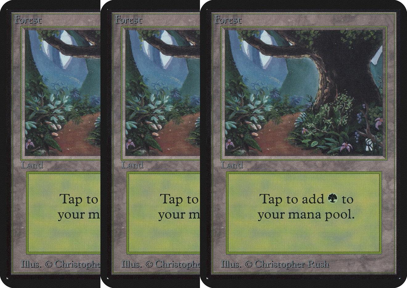 Magic the Gathering Alpha 3x LOT Forest (Trail) LIGHTLY PLAYED (LP ...