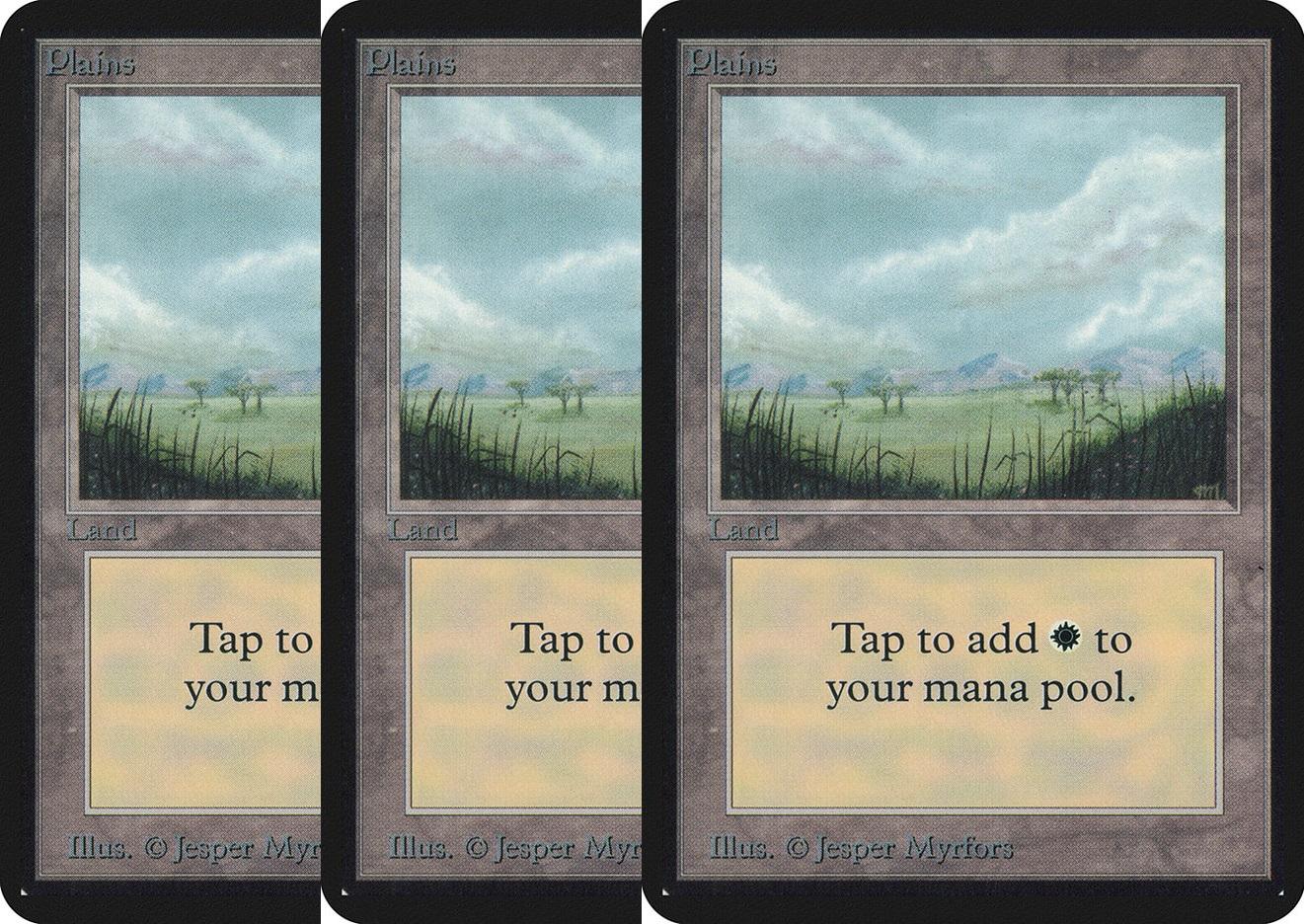 Magic the Gathering Alpha 3x LOT Plains Trees LIGHTLY PLAYED LP Basic ...