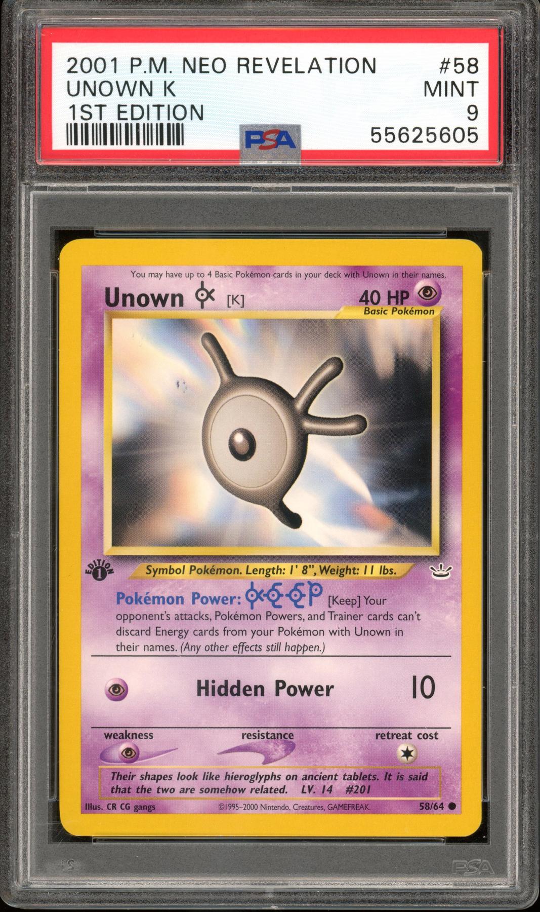 Pokemon Neo Revelation 1st Edition Unown K 58/64 PSA 9 | DA Card World