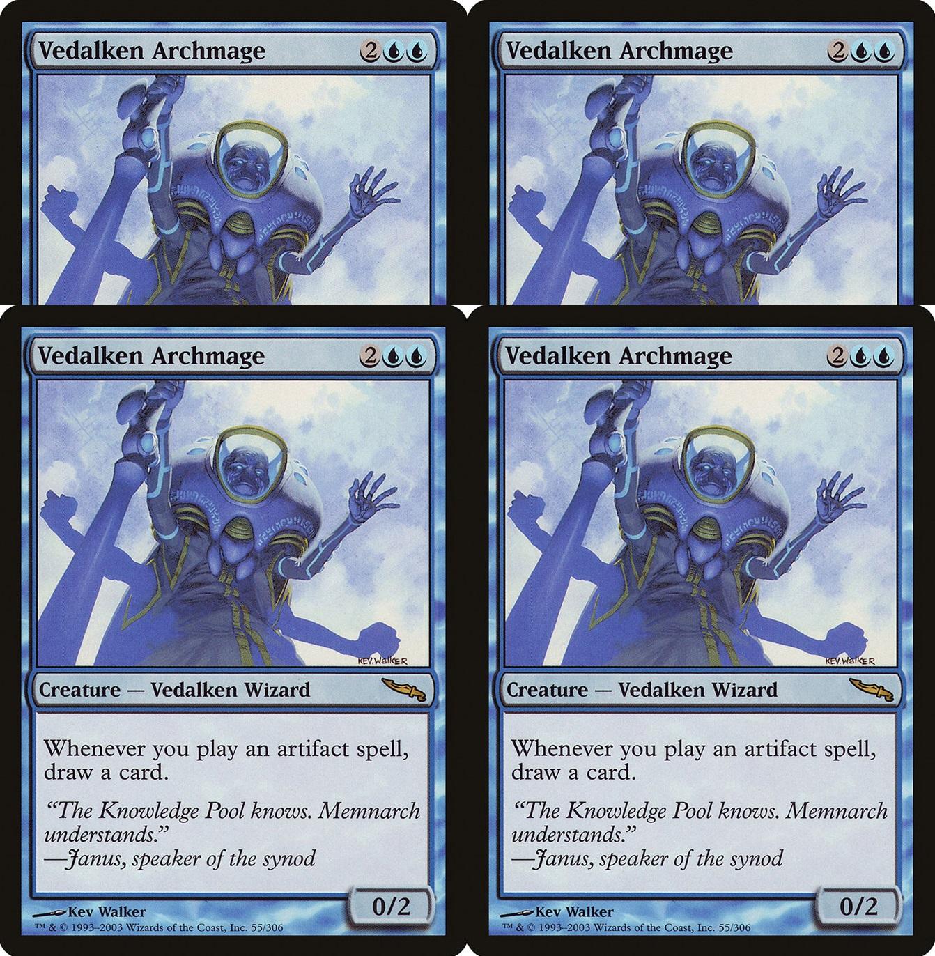 Magic the Gathering Mirrodin FOIL PLAYSET 4x Vedalken Archmage x4 ...