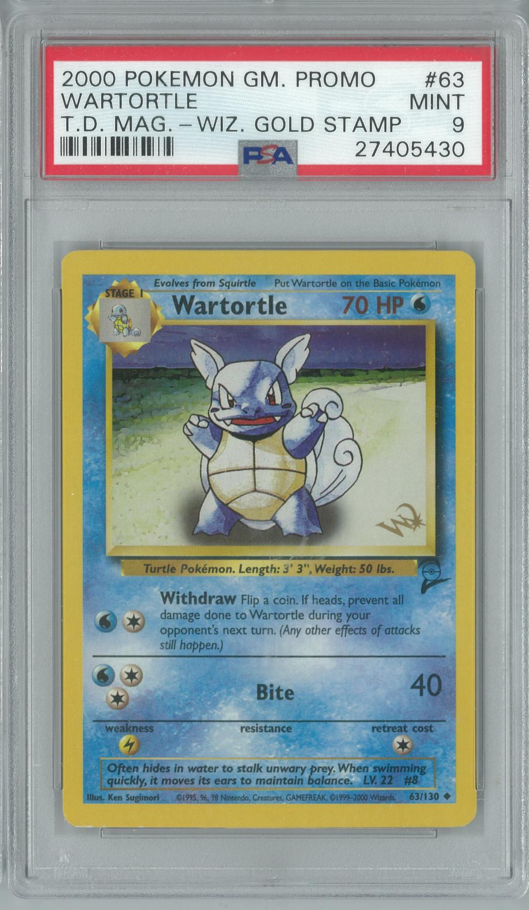 Pokemon Promo Wizard Gold Stamp Wartortle 63/130 PSA 9 | DA Card World
