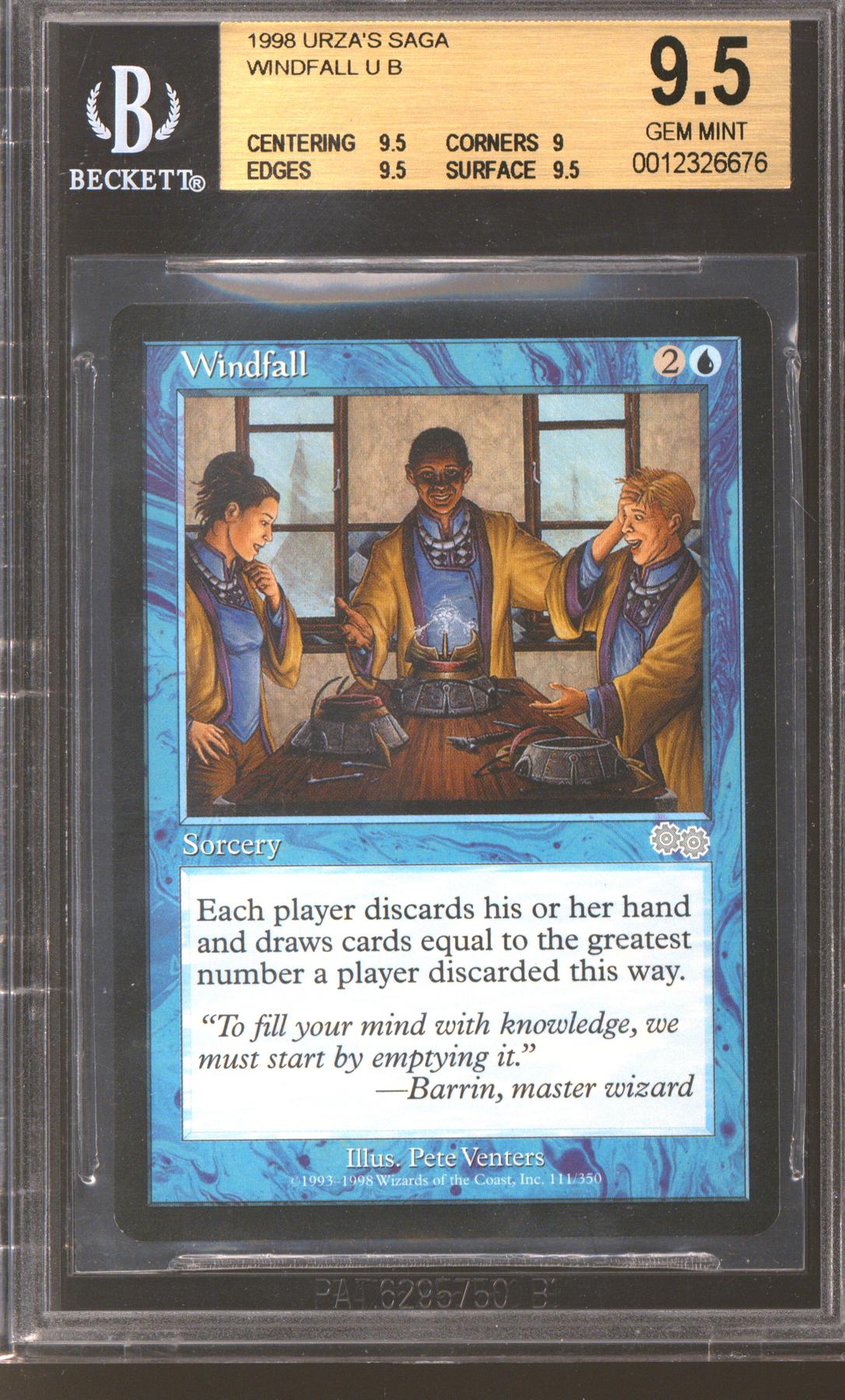 Magic the Gathering Urza's Saga Windfall BGS 9.5 GEM MINT (9.5, 9, 9.5 ...