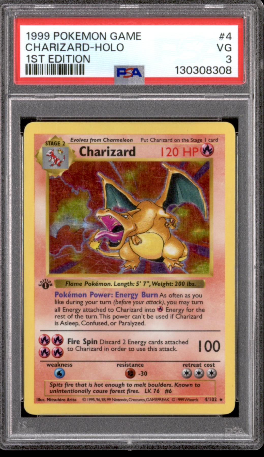 Pokemon Base Set 1st Edition Shadowless Charizard 4/102 PSA 3 | DA Card ...
